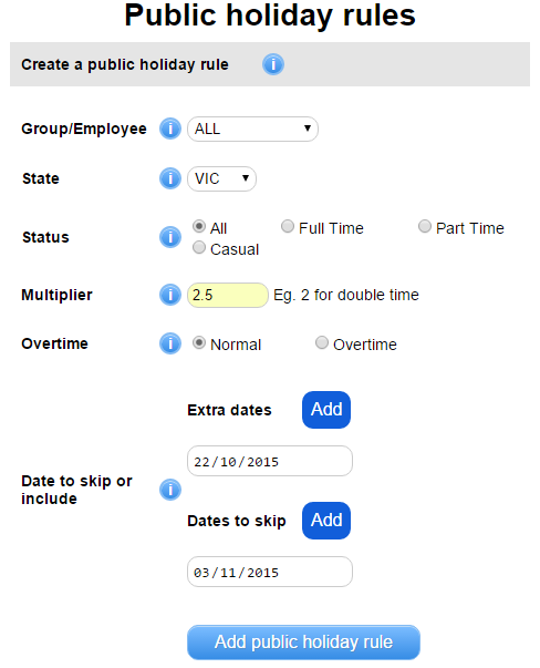 Public Holiday Rules